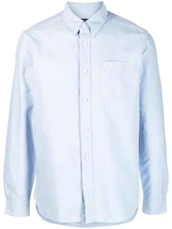Fred Perry Logo-embroidery Cotton Shirt - Blue