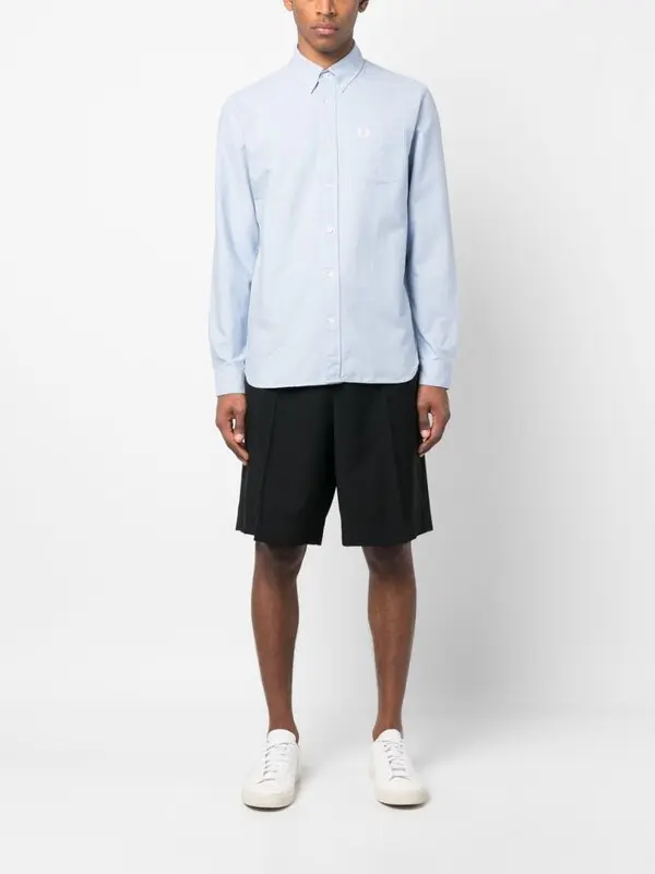 Fred Perry Logo-embroidery Cotton Shirt - Blue