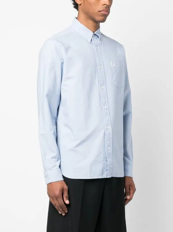 Fred Perry Logo-embroidery Cotton Shirt - Blue