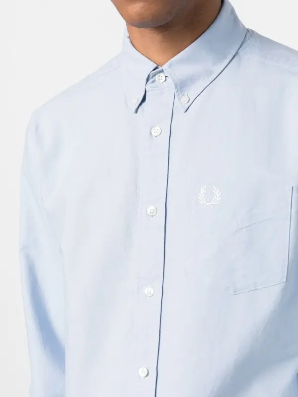 Fred Perry Logo-embroidery Cotton Shirt - Blue