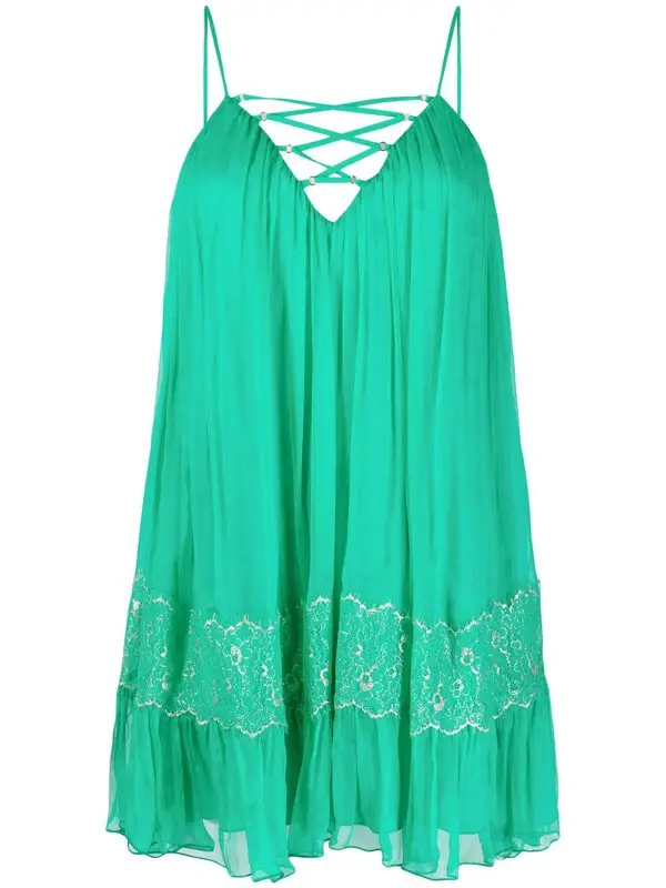 NISSA Strap-detail Silk Mini Dress