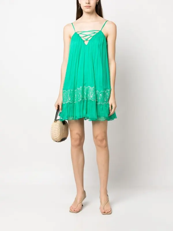 NISSA Strap-detail Silk Mini Dress