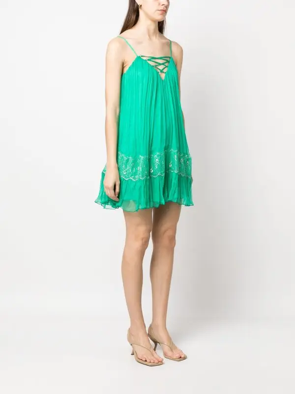 NISSA Strap-detail Silk Mini Dress