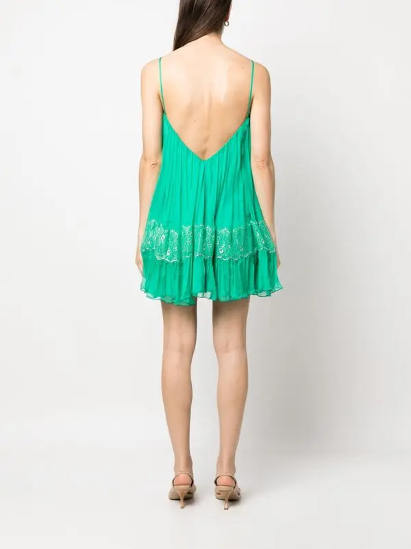 NISSA Strap-detail Silk Mini Dress