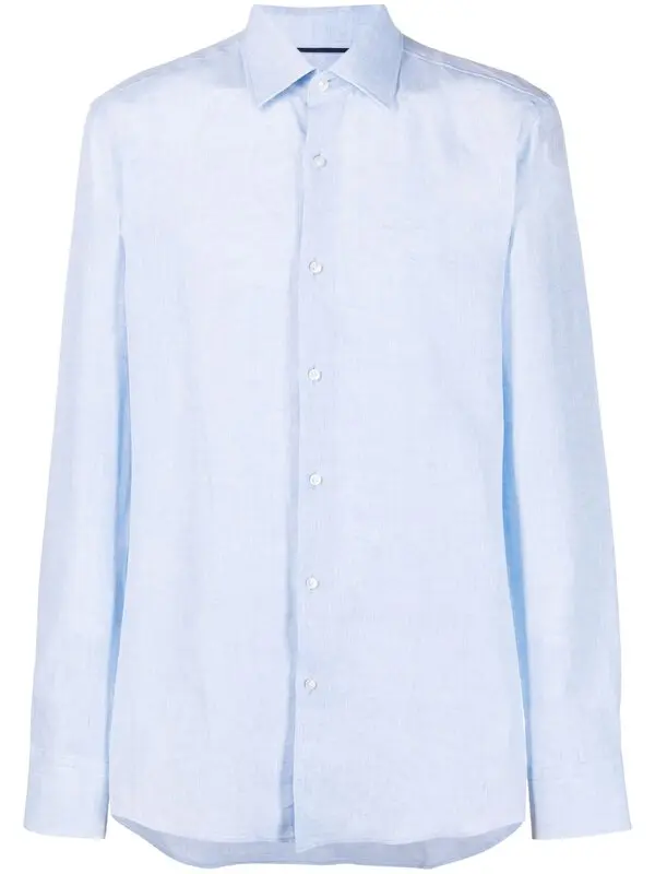 BOSS Long-sleeve Linen Shirt - Blue