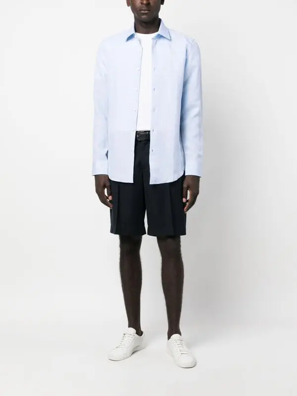 BOSS Long-sleeve Linen Shirt - Blue