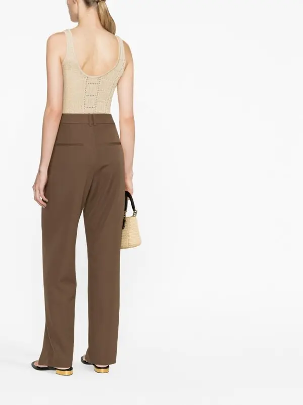 Balmain Slit-detail Wool Trousers - Brown