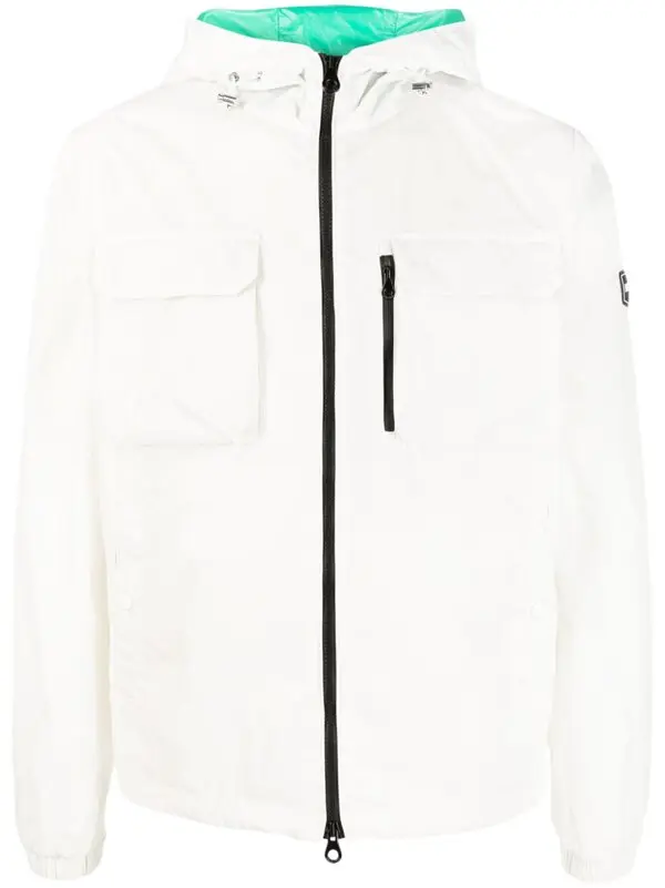 Duvetica Logo-patch Zip-up Hooded Jacket - Neutrals