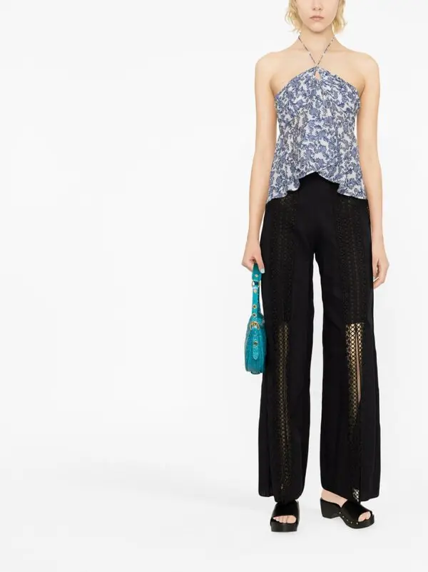 Charo Ruiz Ibiza Embroidered-panel Cotton Trousers