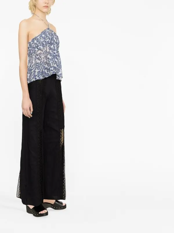 Charo Ruiz Ibiza Embroidered-panel Cotton Trousers