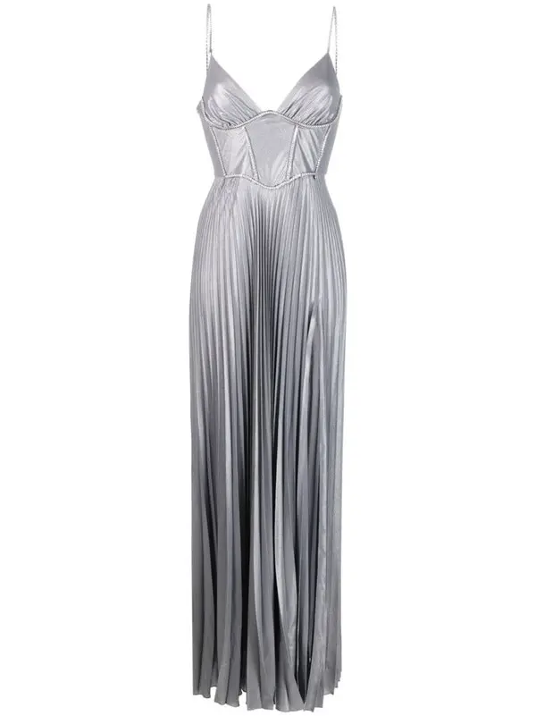 chinese dress ladies Crystal Embellished Plissé-satin Maxi Dress, Medium main image 0