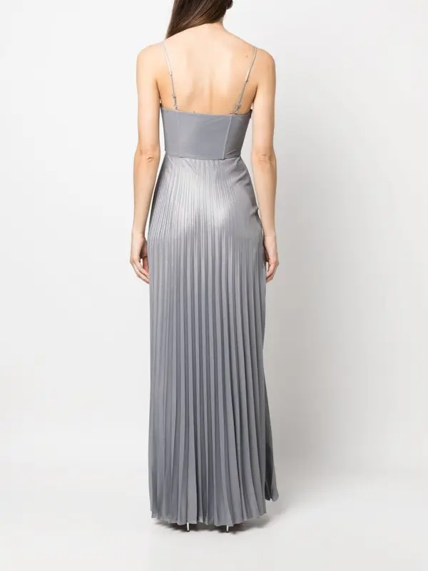chinese dress ladies Hand-Beaded V-Neck Pleated Maxi Dress