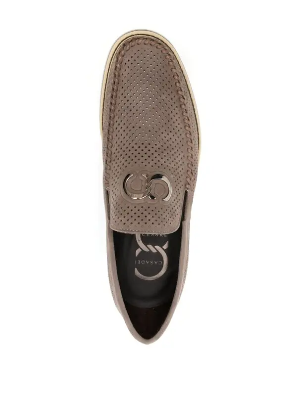 Casadei Perforated Suede Loafers