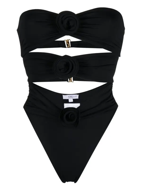 LA REVECHE Gathered-detail One-piece - Black