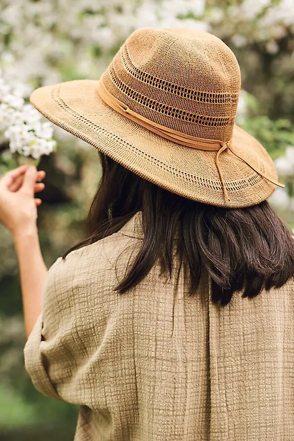 TERRAIN Vented Crown Sun Hat With Faux Suede Trim - Brown