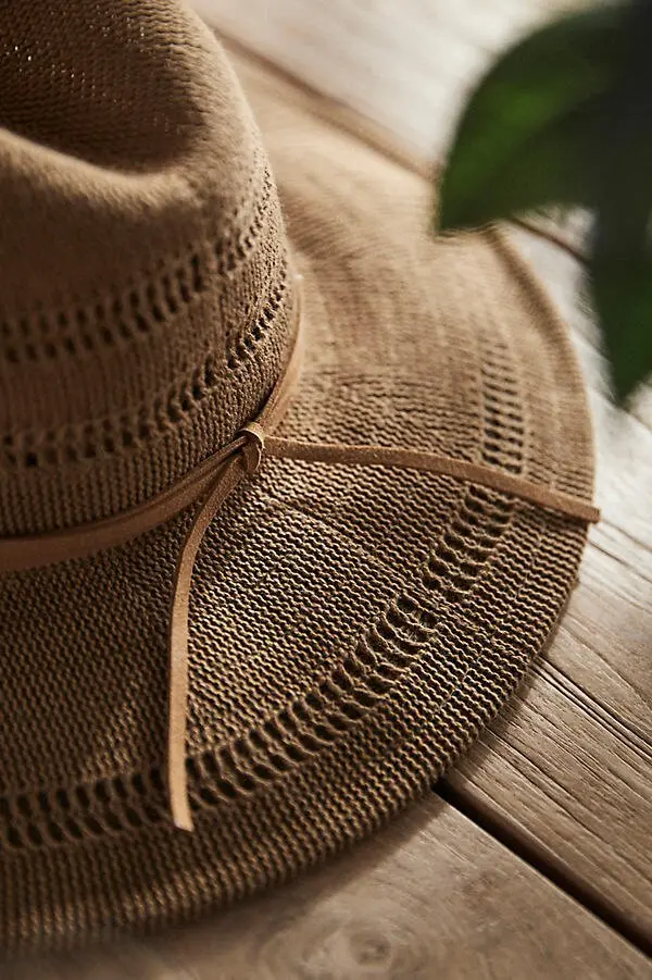 TERRAIN Vented Crown Sun Hat With Faux Suede Trim - Brown