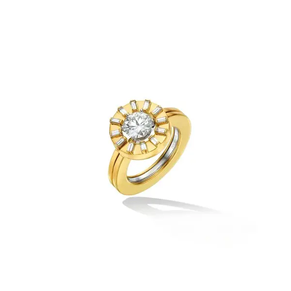 CADAR Yellow Gold Tu Sole Engagement Ring Enhancer With White Diamonds