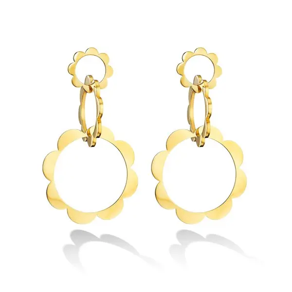 CADAR Yellow Gold Trio Unity Drop Earrings