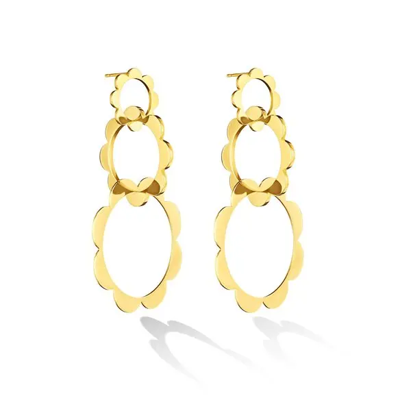 CADAR Yellow Gold Trio Unity Drop Earrings