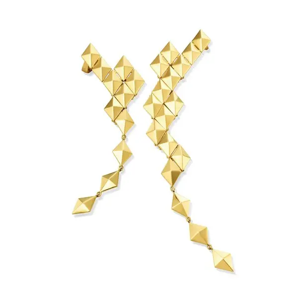 CADAR Python 18k Yellow Gold Asymmetrical Climber Earrings - One-color