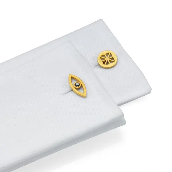 CADAR 18k Gold Cufflinks With Black Diamonds - One-color