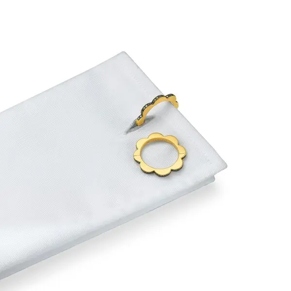 CADAR Gold Floral Cufflinks - One-color