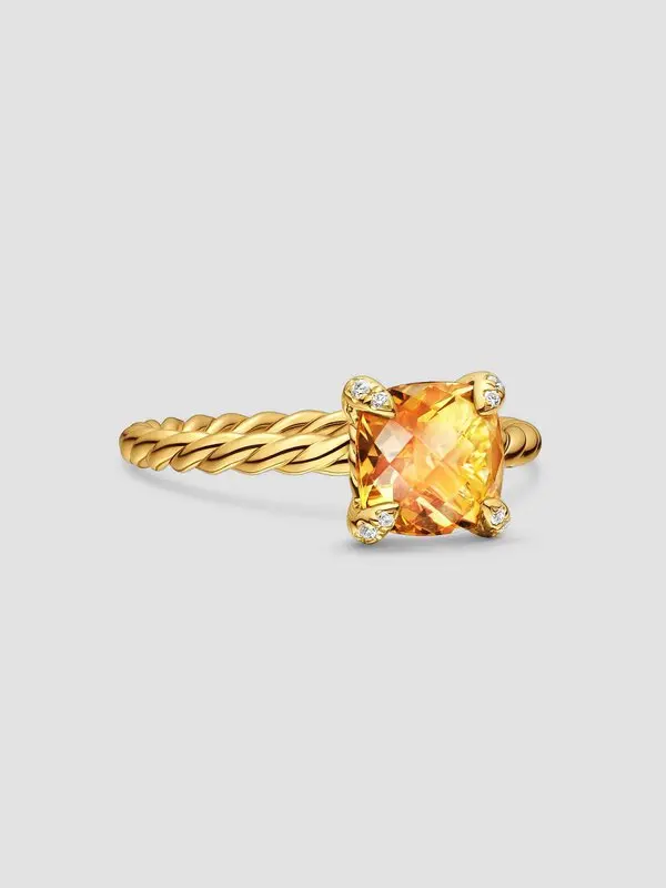 David Yurman Chatelaine Ring In 18k Yellow Gold With Pavé Diamonds - Citrine