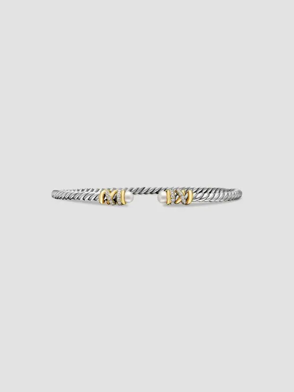 David Yurman Petite Helena Bracelet With 18k Yellow Gold And Pavé Diamonds - Pearl