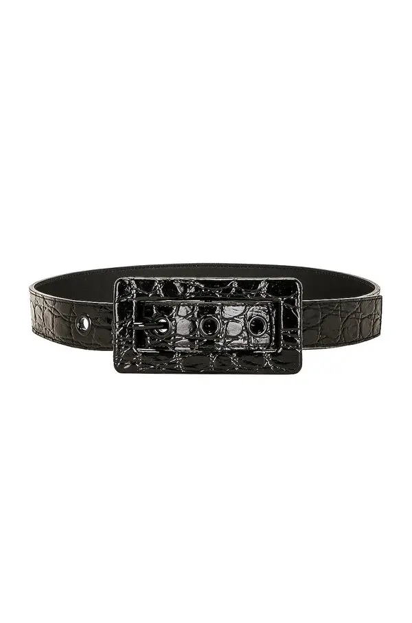 Saint Laurent Embossed Leather Belt - Nero
