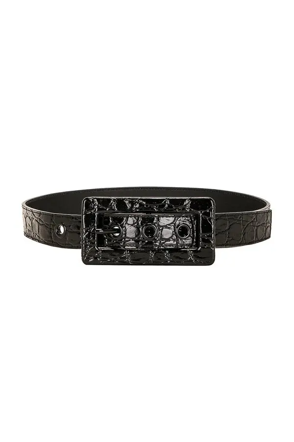 Saint Laurent Embossed Leather Belt - Nero