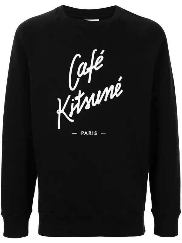 CAFÉ KITSUNÉ Logo-print Cotton Sweatshirt