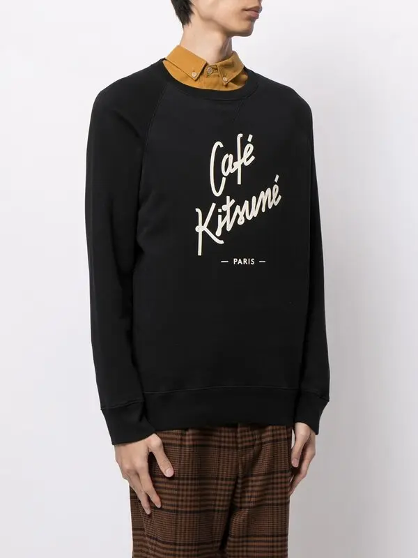 CAFÉ KITSUNÉ Logo-print Cotton Sweatshirt