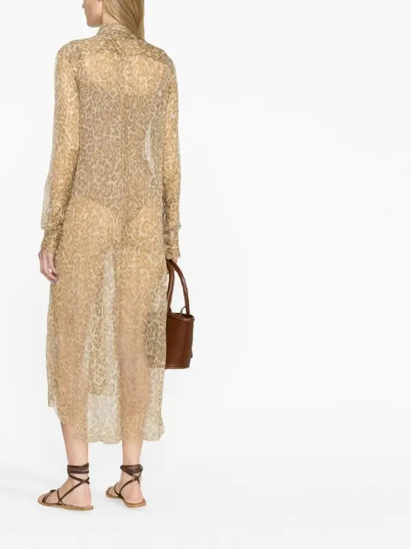 Ermanno Scervino Sheer Leopard Print Midi Dress
