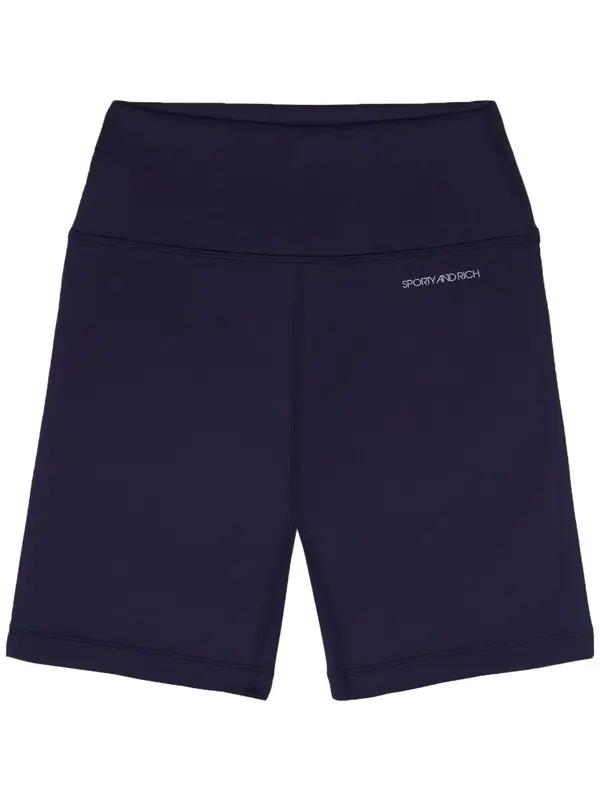 SPORTY & RICH Logo-print Biker Shorts - Blue
