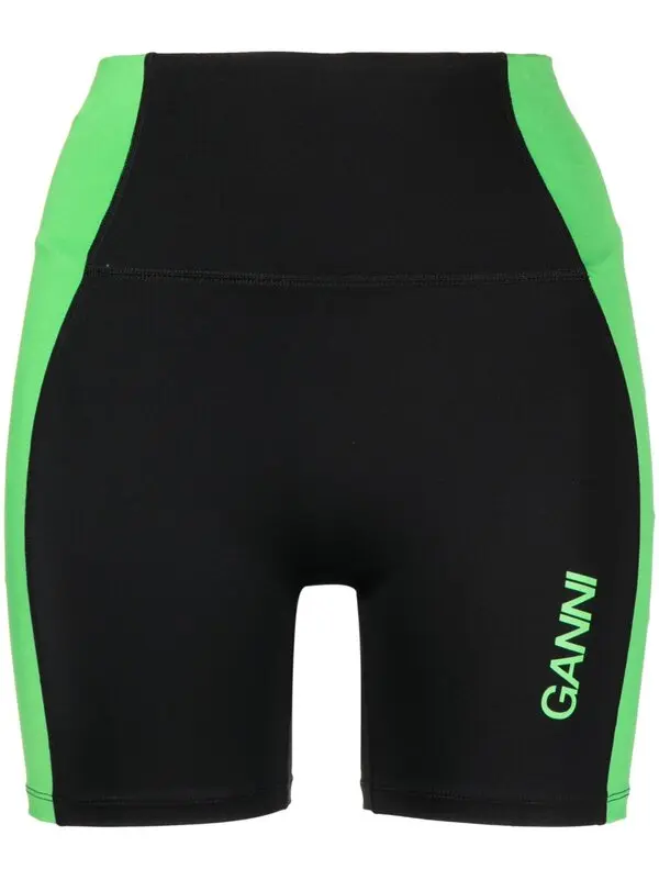GANNI Active High-waist Cycling Shorts - Black