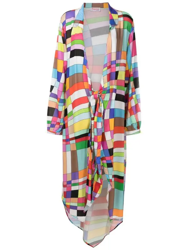 AMIR SLAMA Geometric-print Maxi Dress - Multicolour