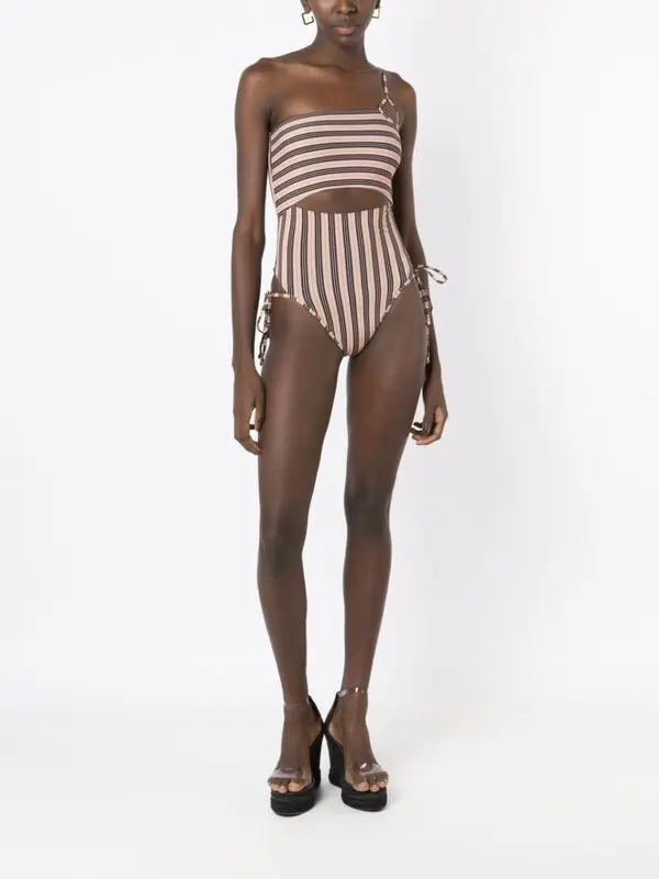 AMIR SLAMA Cut-out Detail One-shoulder Swimsuit