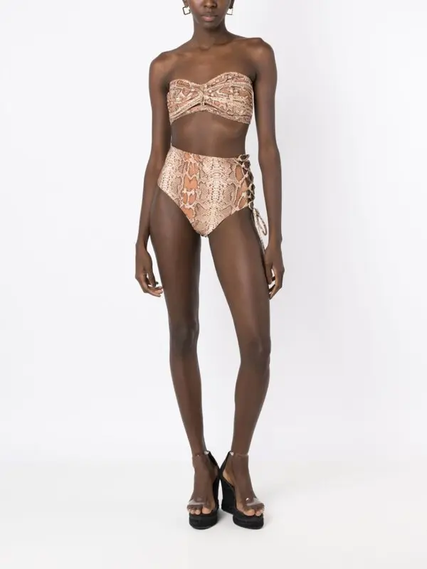 AMIR SLAMA Snakeskin Print Bikini Set