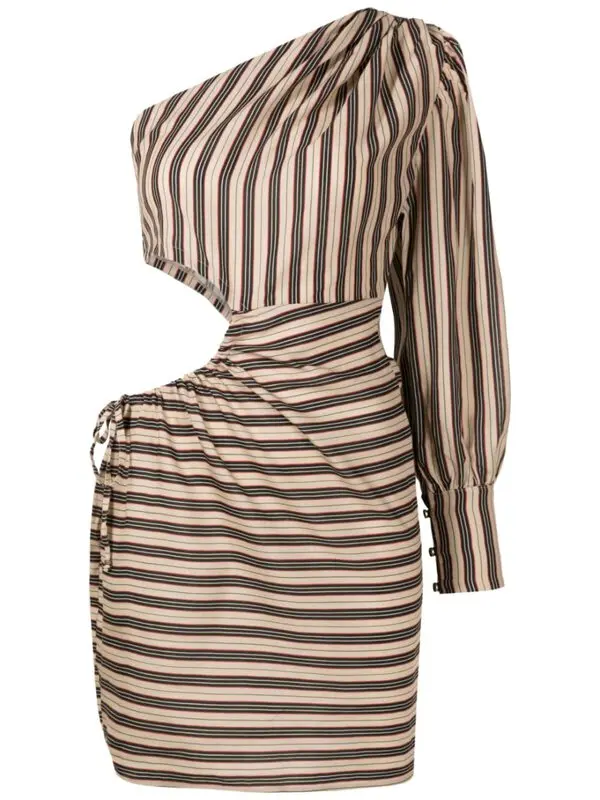 AMIR SLAMA Striped One-shoulder Mini Dress
