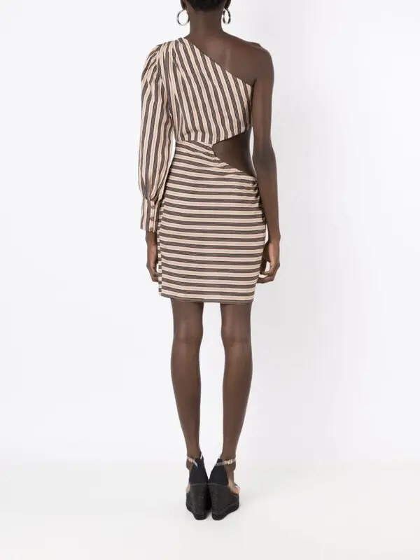 AMIR SLAMA Striped One-shoulder Mini Dress