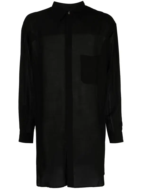 Yohji Yamamoto Sheer-finish Long Shirt - Black