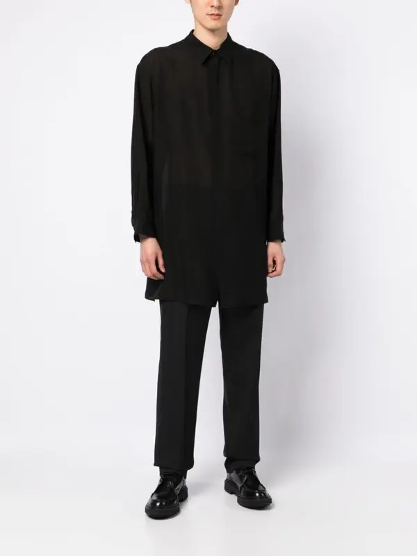 Yohji Yamamoto Sheer-finish Long Shirt - Black