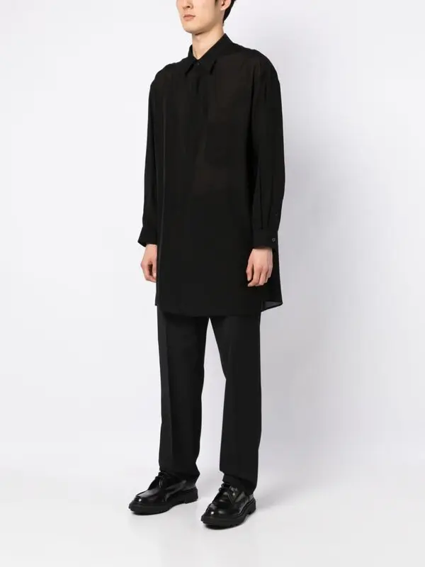 Yohji Yamamoto Sheer-finish Long Shirt - Black