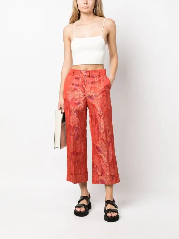 Alberto Biani Cropped Jacquard Trousers