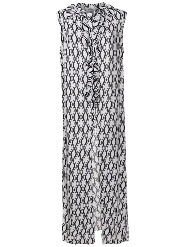 AMIR SLAMA Geometric-print Maxi Dress - Black