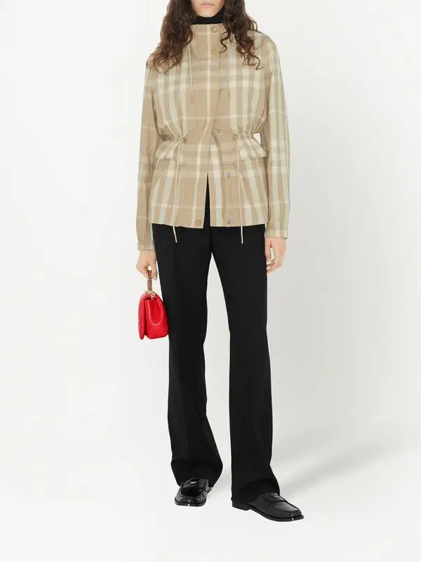 Burberry Funnel-neck Check Jacket