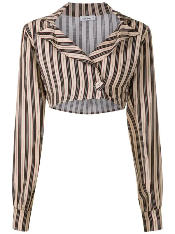 AMIR SLAMA Striped Cropped Blouse