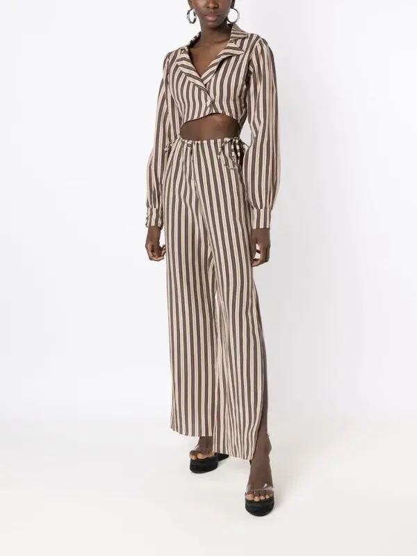 AMIR SLAMA Striped Cropped Blouse