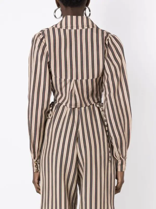 AMIR SLAMA Striped Cropped Blouse