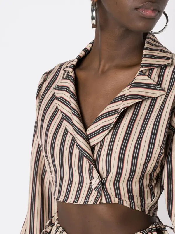 AMIR SLAMA Striped Cropped Blouse